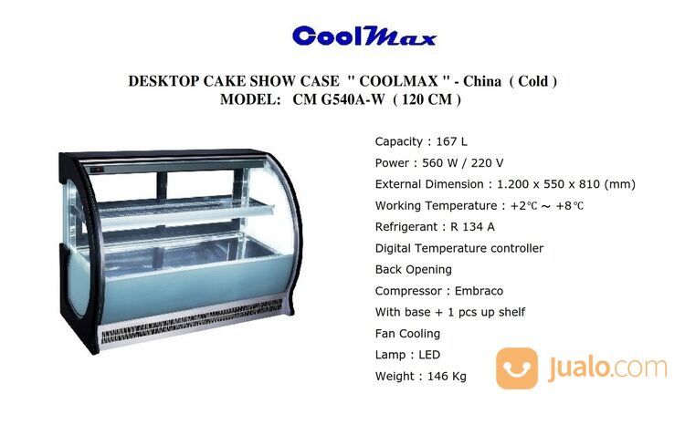 TABLE TOP SHOWCASE COOLER COOLMAX CM-G540A-W di Kota Tangerang, Banten ...