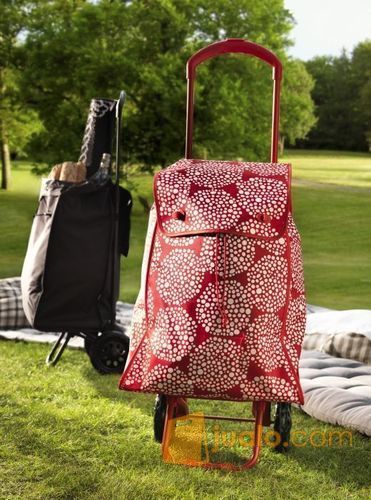 IKEA KNALLA Shopping bag with wheels, Tas Belanja dg Roda, Merah Putih ...
